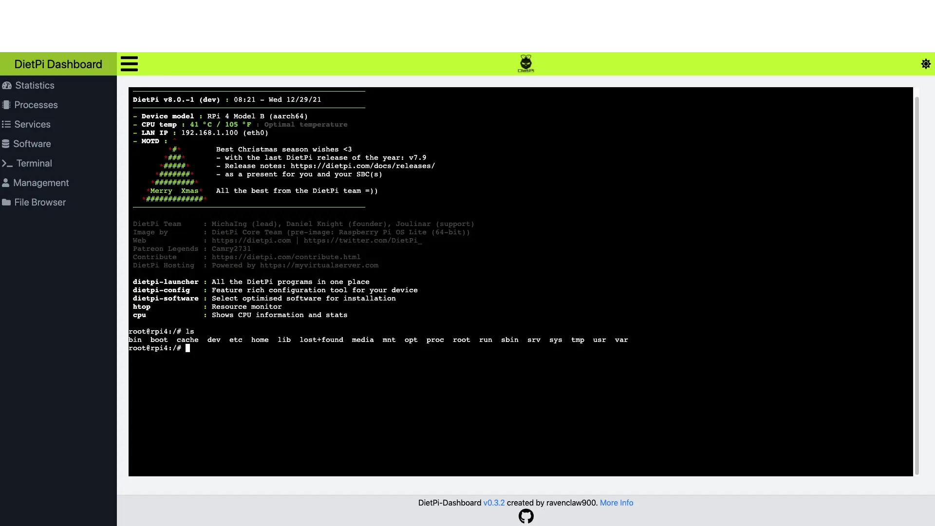 Features of the new DietPi-Dashboard – DietPi Blog